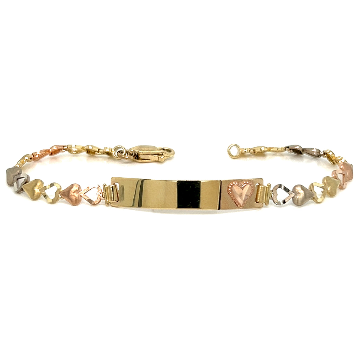14k Kids Gold Heart ID Bracelet with Custom Gold Name Overlay — MyBabyGold